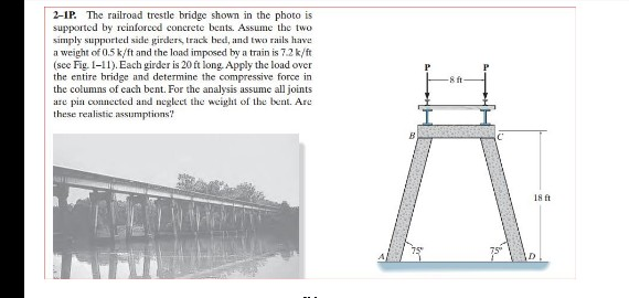 Solved 2-1P. The railroad trestle bridge shown in the photo | Chegg.com
