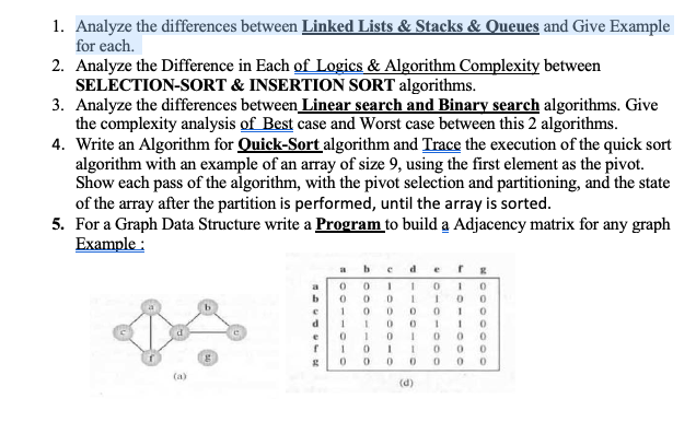 Solved 1. Analyze the differences between Linked Lists & | Chegg.com