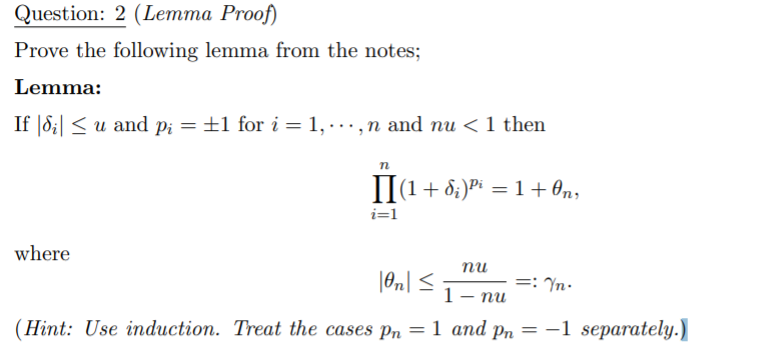 Solved Question: 2 (Lemma Proof) Prove the following lemma | Chegg.com