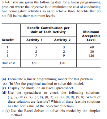 Solved 3.5-4. You are given the following data for a linear | Chegg.com