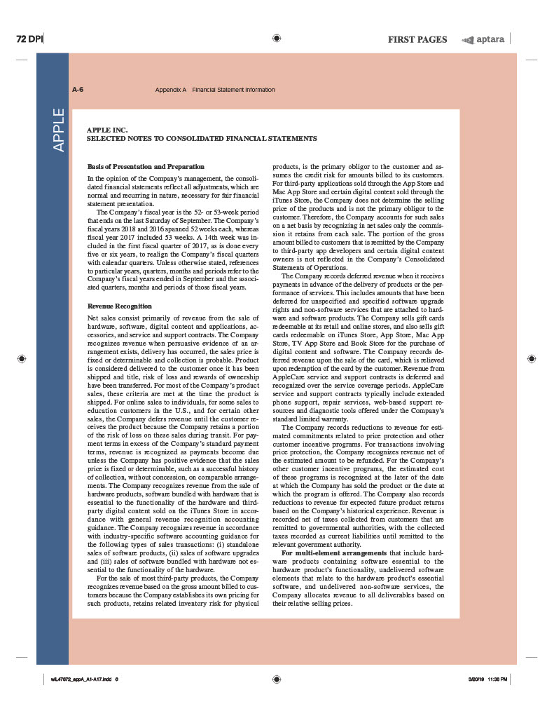 Solved Use Apple's financial statements in Appendix A to | Chegg.com