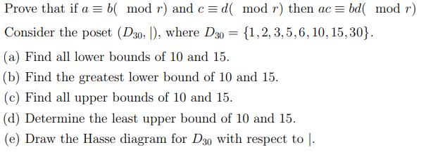 Solved Prove that if a = b( mod r) and c =d( mod r) then ac | Chegg.com