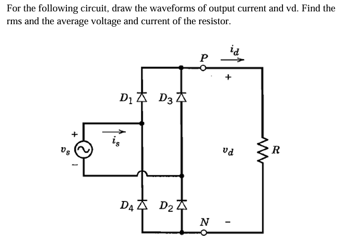 Solved For the following circuit, draw the waveforms of | Chegg.com
