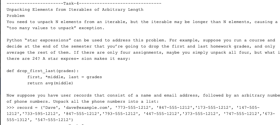 Solved ----Task-4--- Unpacking Elements from Iterables of | Chegg.com