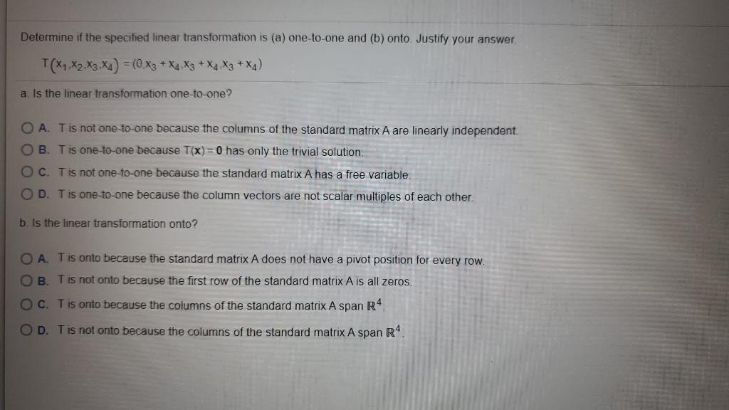 Solved Determine if the specified linear transformation is | Chegg.com