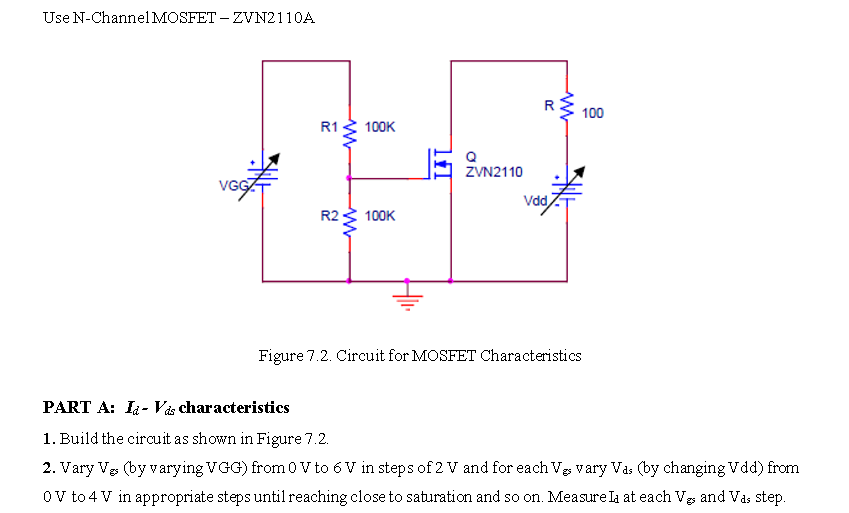 Use N-Channel MOSFET - ZVN2110A R 100 R1 100K (11 | Chegg.com