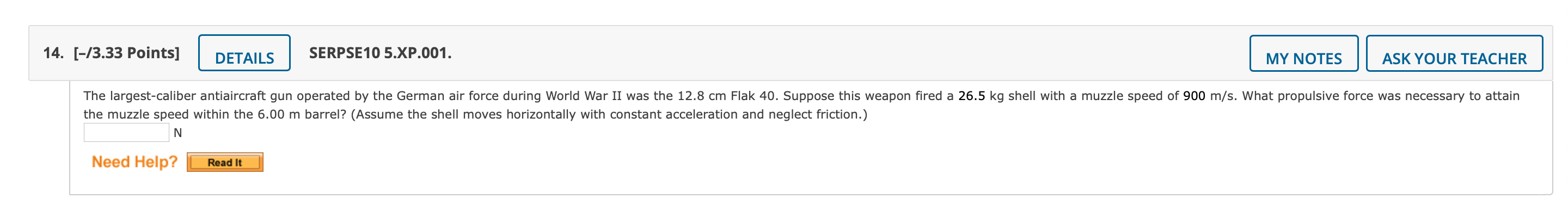 Solved the muzzle speed within the 6.00 m barrel? (Assume | Chegg.com