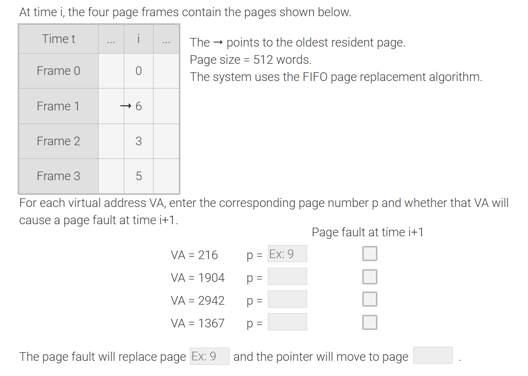 Solved At time i, the four page frames contain the pages | Chegg.com