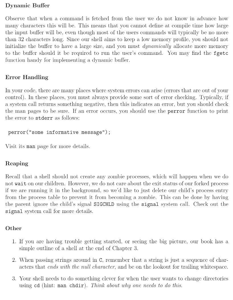 Solved Creating Your Own Shell Your task is to extend the | Chegg.com Solved Creating Your Own Shell Your task is to extend the | Chegg.com