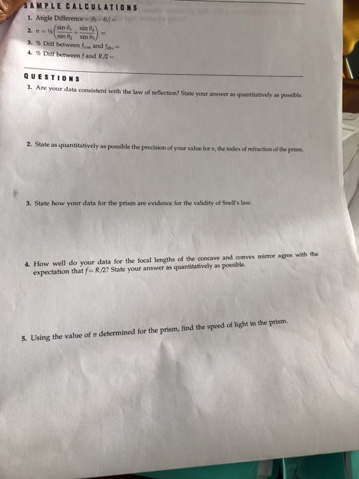 Solved LABORATORY REPORT Calculations Table Data Table 0, | Chegg.com