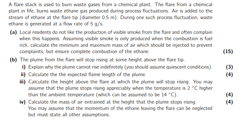(15) A flare stack is used to burn waste gases from a | Chegg.com