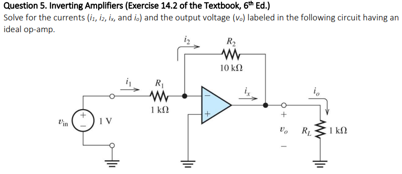 Solved Question 5. Inverting Amplifiers (Exercise 14.2 of | Chegg.com