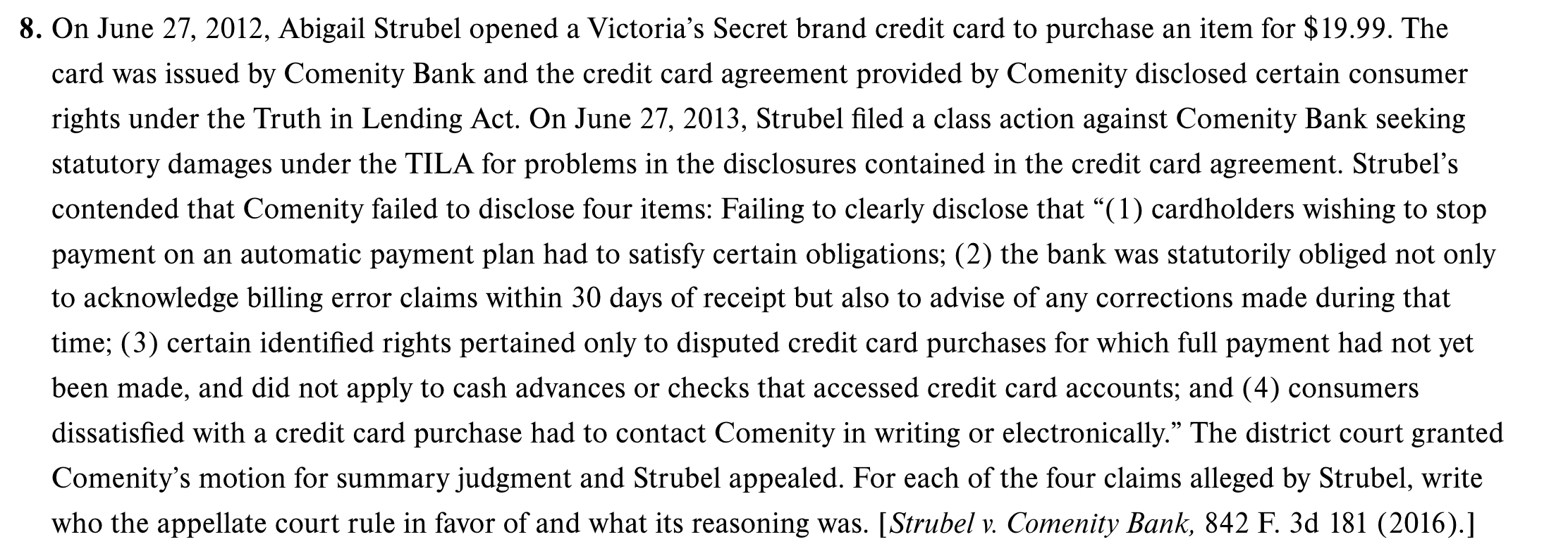Solved 8. On June 27, 2012, Abigail Strubel opened a | Chegg.com