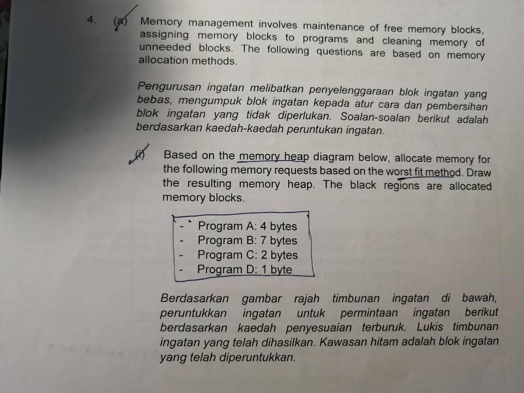 Solved Memory management involves maintenance of free memory | Chegg.com