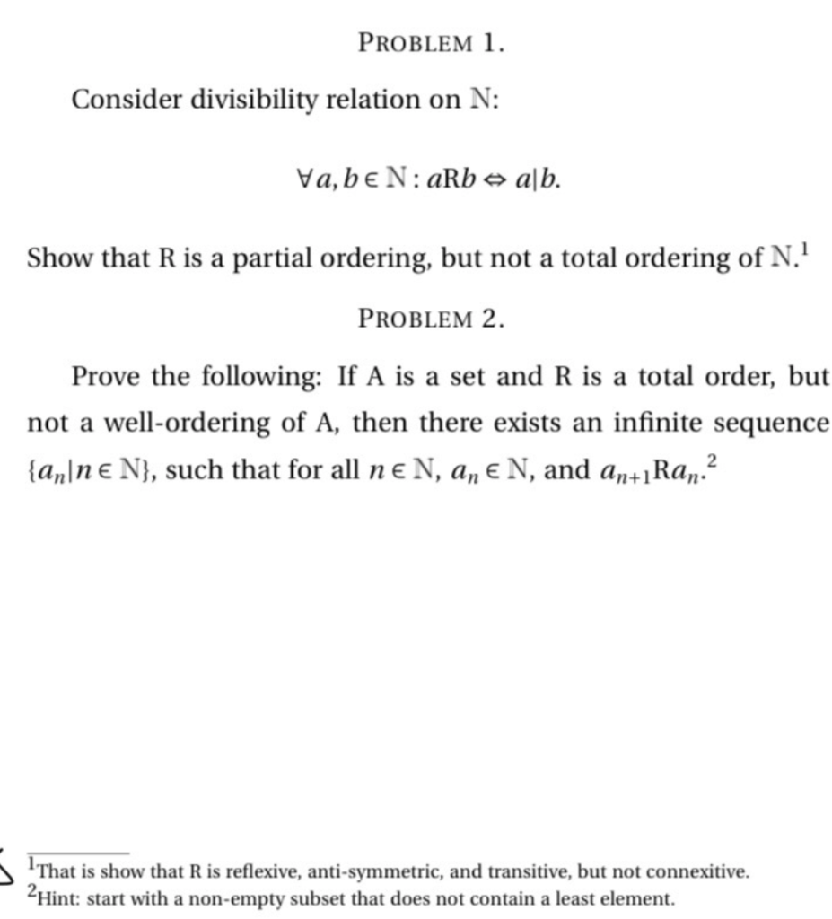 Solved PROBLEM 1. Consider divisibility relation on N: Va,be | Chegg.com