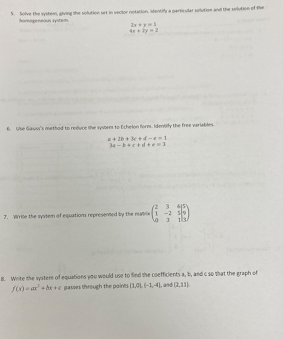 Solved 5. Solve the system, giving the solution set in | Chegg.com