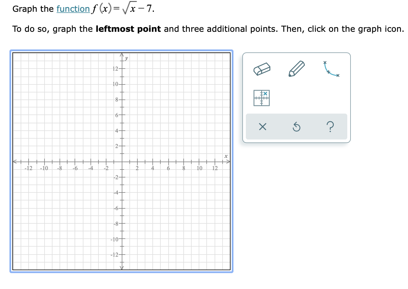 Solved Graph the function f (x)=\x-7. To do so, graph the | Chegg.com