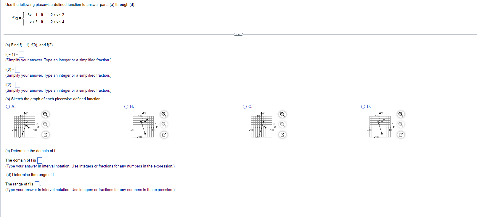 Solved Use the following piecewise-defined function to | Chegg.com