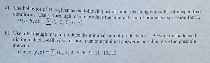 Solved a) The behavior of H is given as the following list | Chegg.com