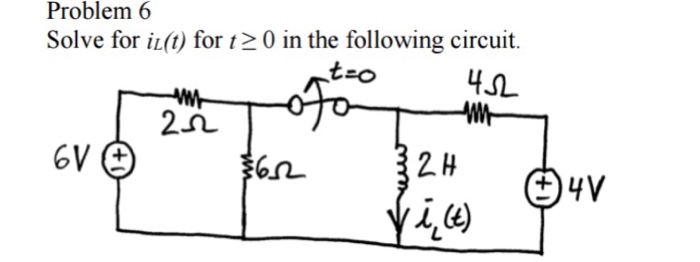 Solved Problem 6 Solve for i(t) for t20 in the following | Chegg.com
