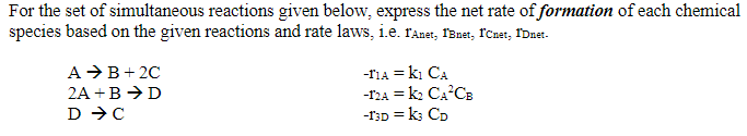 For the set of simultaneous reactions given below, | Chegg.com
