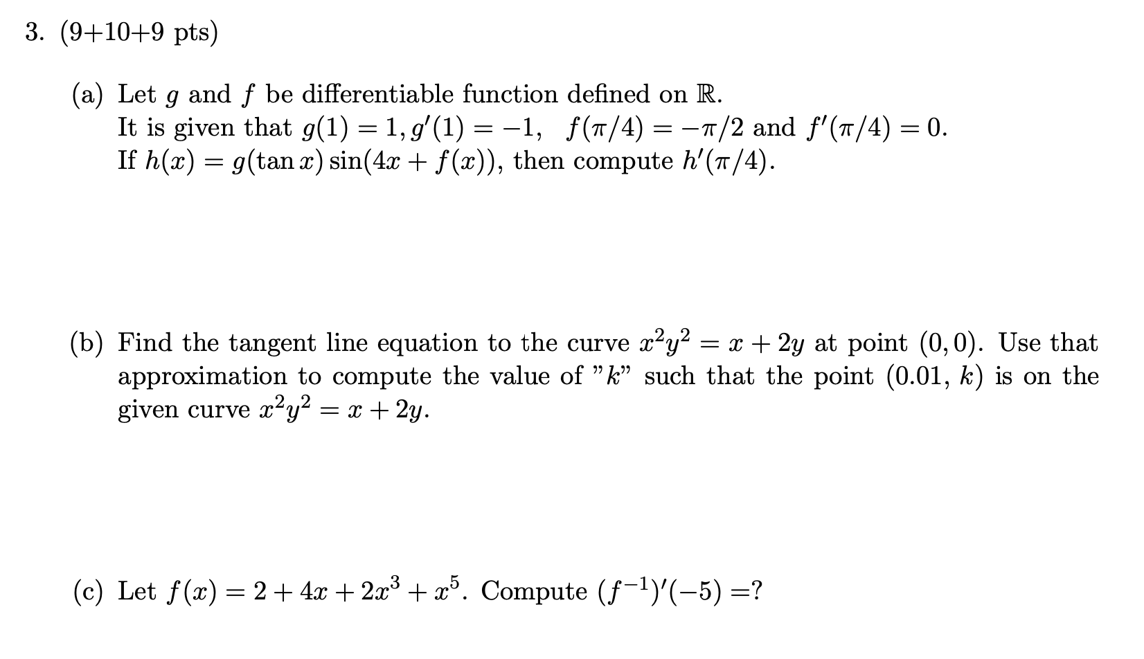 Solved (a) Let g and f be differentiable function defined on | Chegg.com