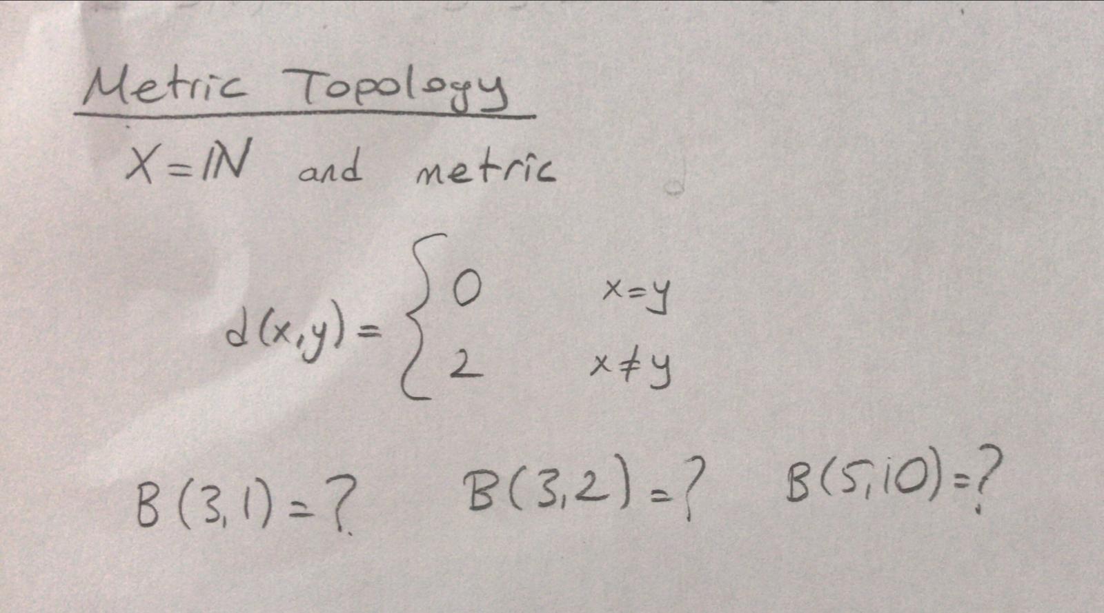 Solved vo Metric Topology X=IN and metric x=y d(x,y). - او 2 | Chegg.com