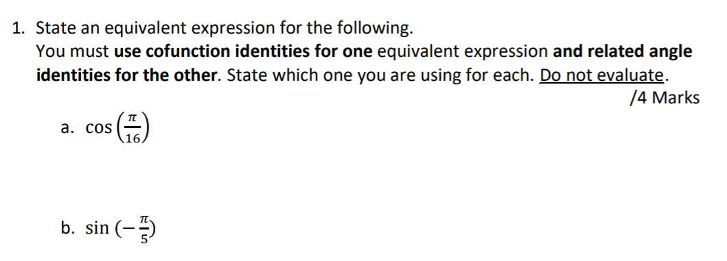 Solved 1. State an equivalent expression for the following. | Chegg.com