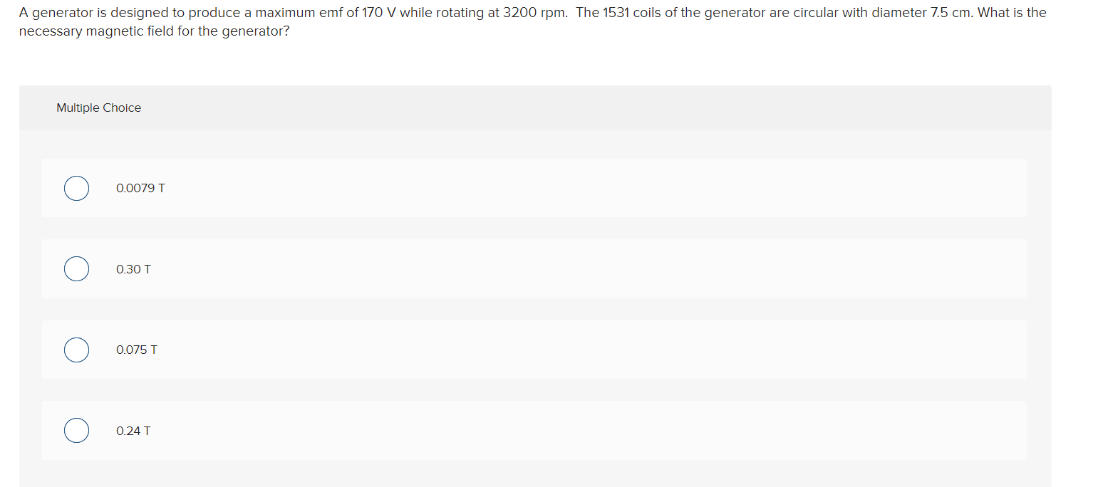 Solved A generator is designed to produce a maximum emf of | Chegg.com