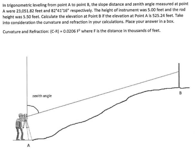 Solved In trigonometric leveling from point A to point B, | Chegg.com