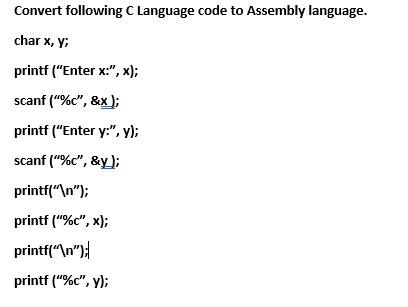 Solved Convert following C Language code to Assembly | Chegg.com