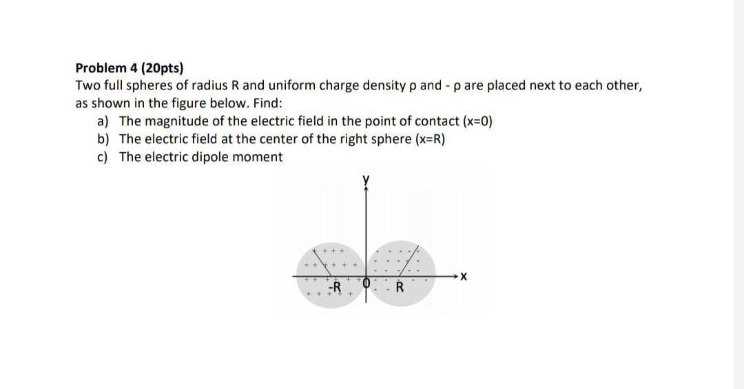 Solved Problem 4 (20pts) Two full spheres of radius R and | Chegg.com