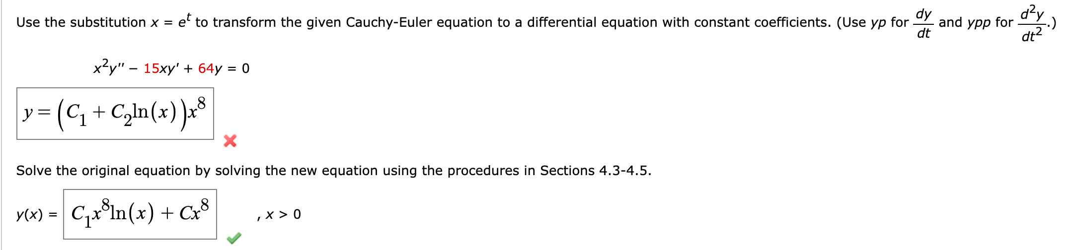 Solved Use the substitution x=et to transform the given | Chegg.com