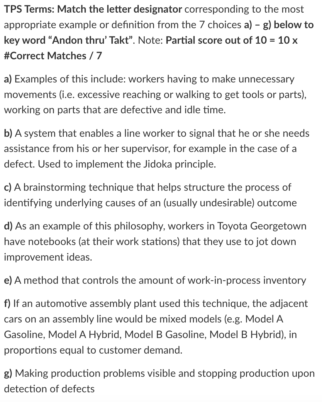 Solved TPS Terms: Match the letter designator corresponding | Chegg.com