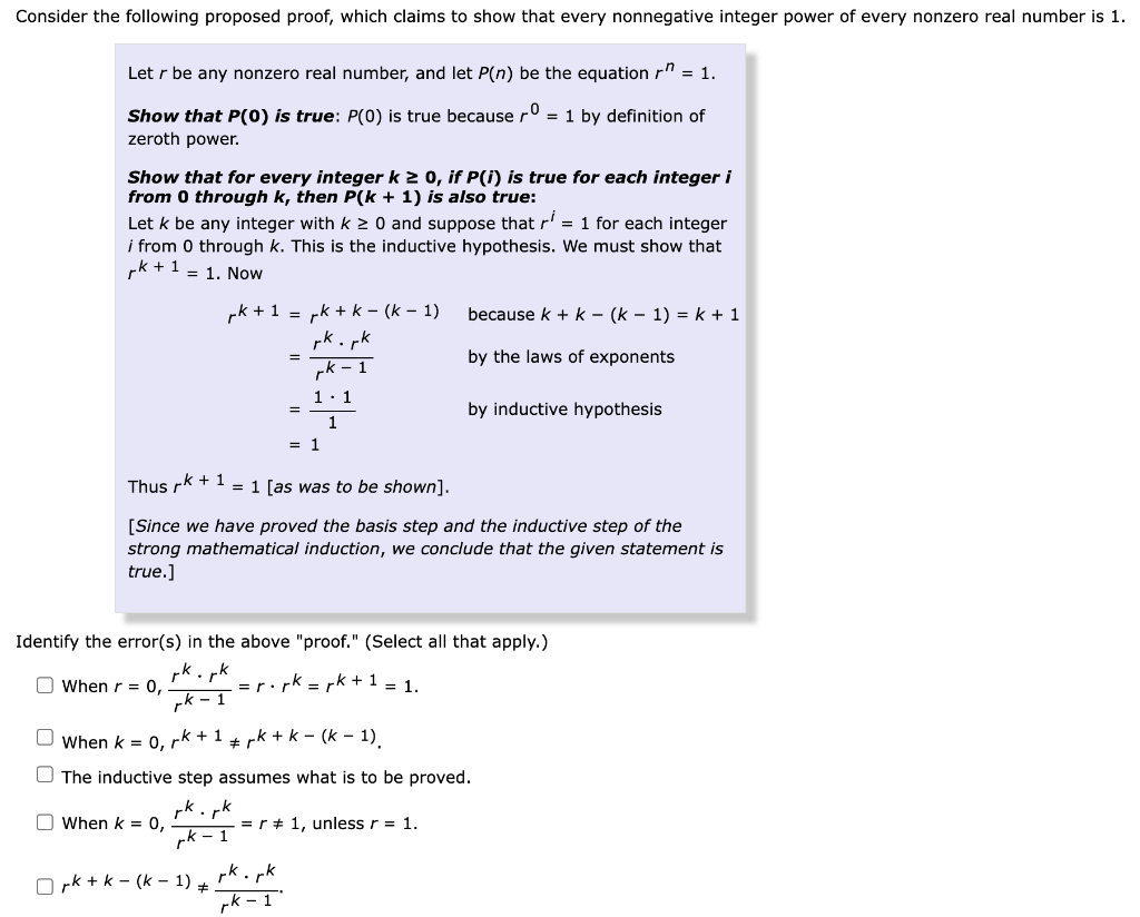 Solved Consider The Following Proposed Proof Which Claim 