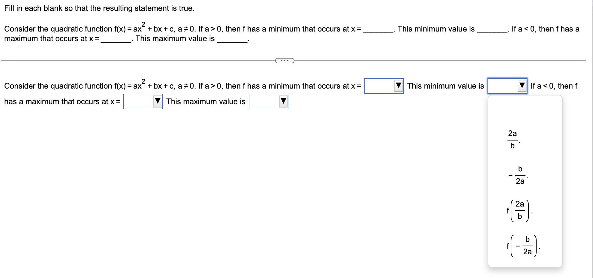 Solved Fill in each blank so that the resulting statement is | Chegg.com