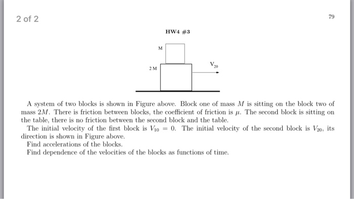 Solved A system of two blocks is shown in Figure above. | Chegg.com