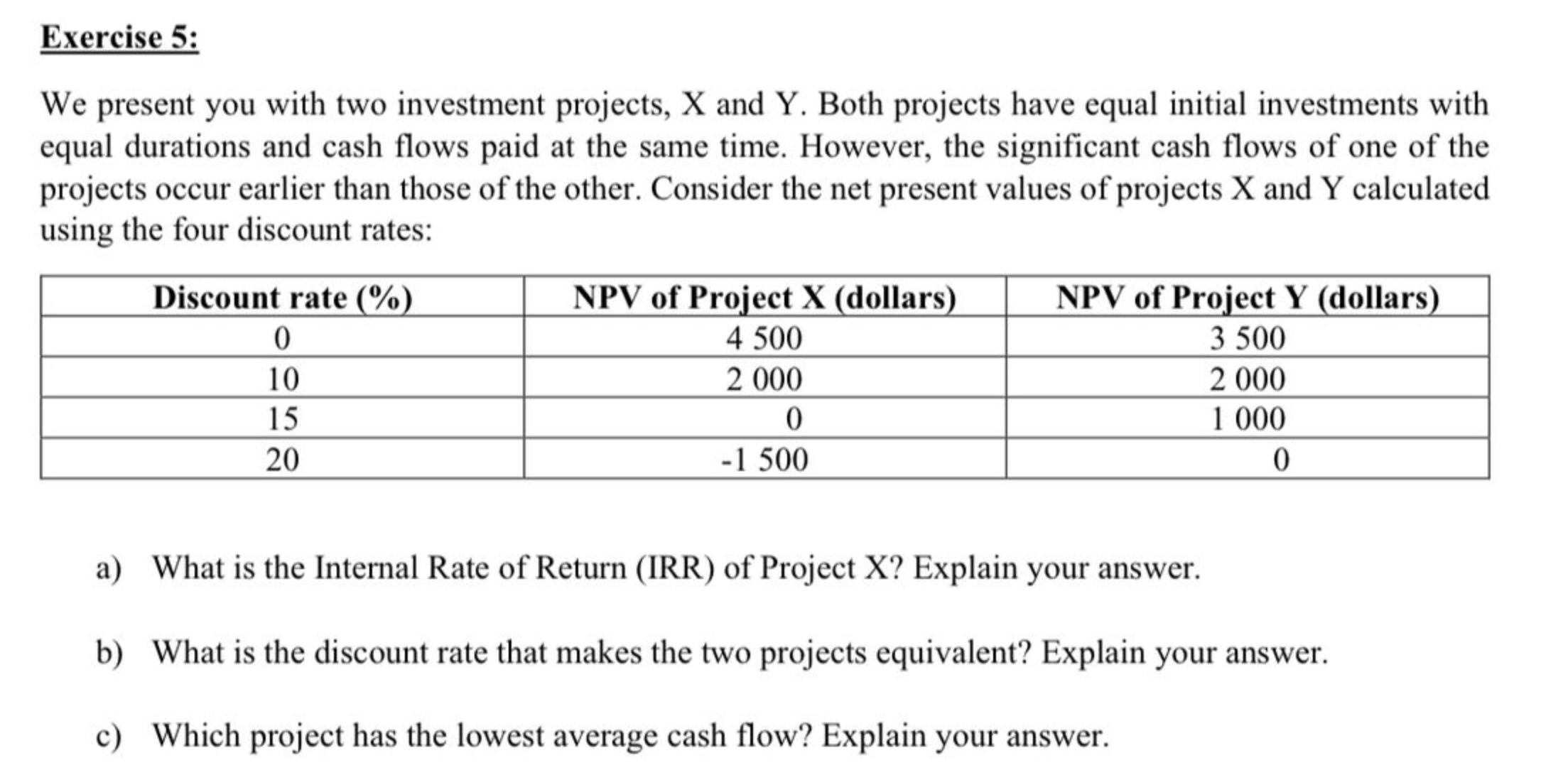 Solved Exercise 5:We present you with two investment | Chegg.com