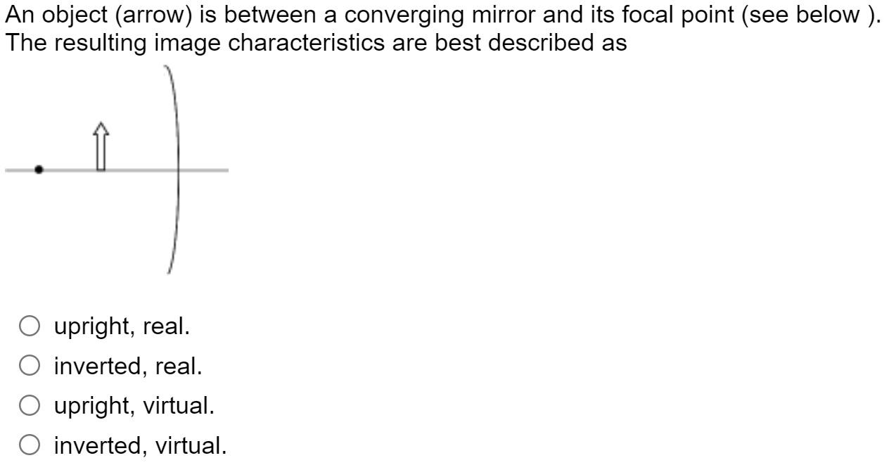 Solved An object (arrow) is between a converging mirror and | Chegg.com