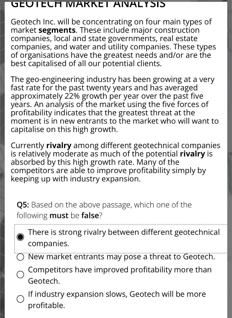 Geotech Inc. will be concentrating on four main types | Chegg.com