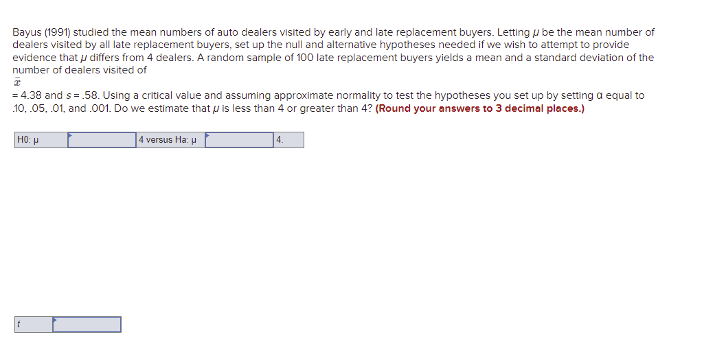 Solved Bayus (1991) studied the mean numbers of auto dealers | Chegg.com