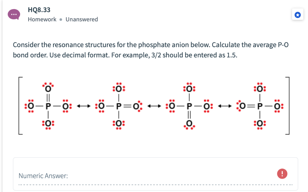Solved HQ833 Homework Unanswered Consider the resonance | Chegg.com