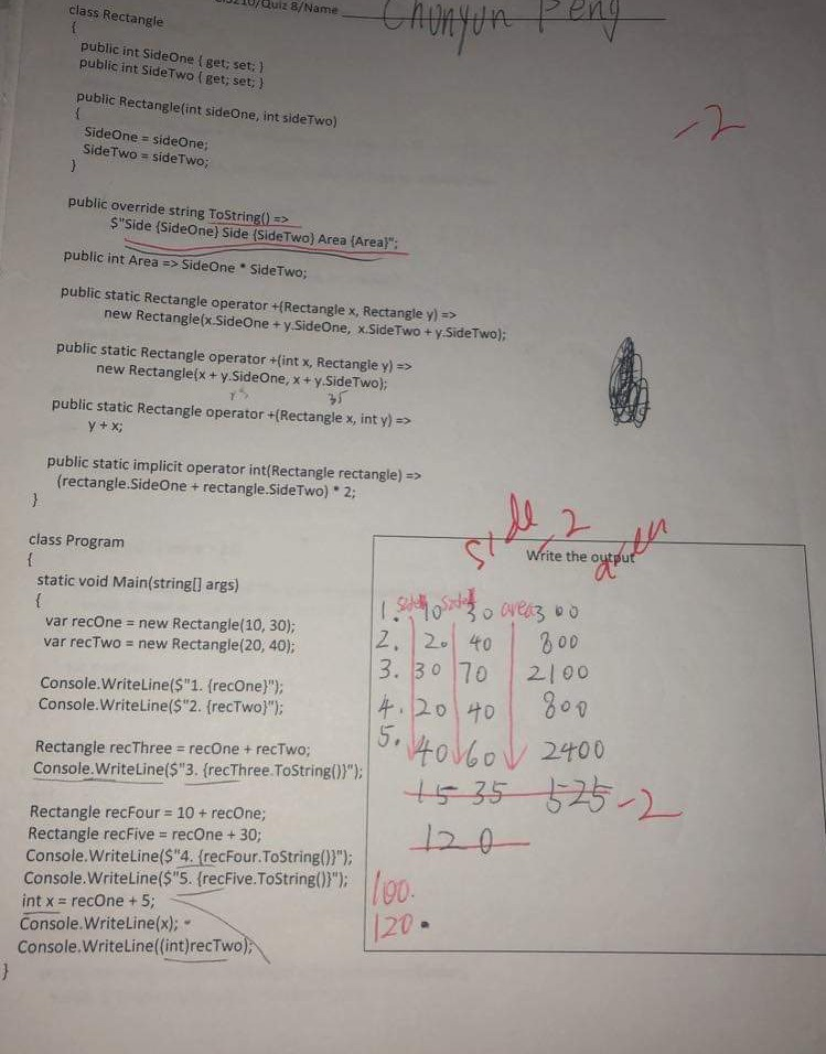 Solved class Rectangle /Quiz 8/Name 14 in public int Side | Chegg.com