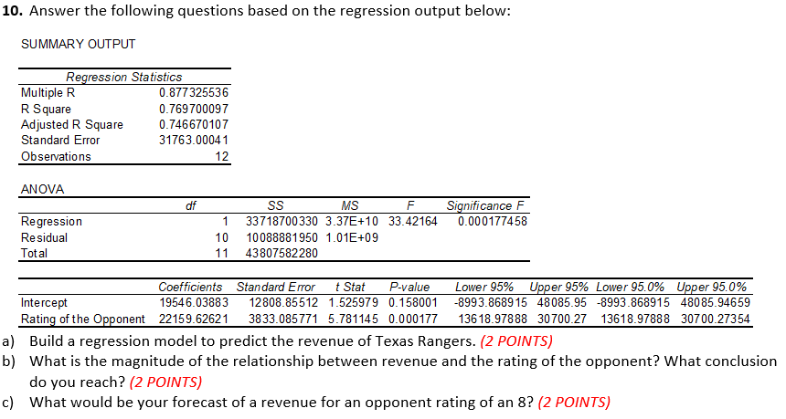 Solved 10. Answer the following questions based on the | Chegg.com