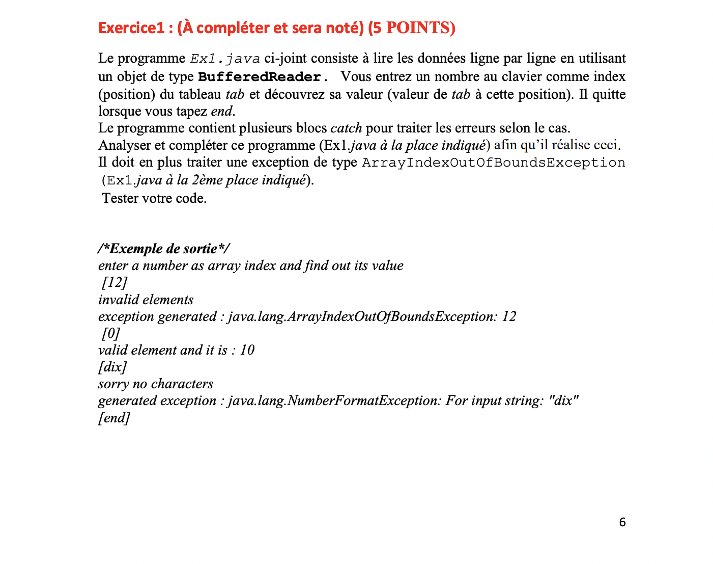 Le programme EX1. java ci-joint consiste à lire les | Chegg.com