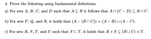 Solved 4. Prove the following using fundamental definitions. | Chegg.com