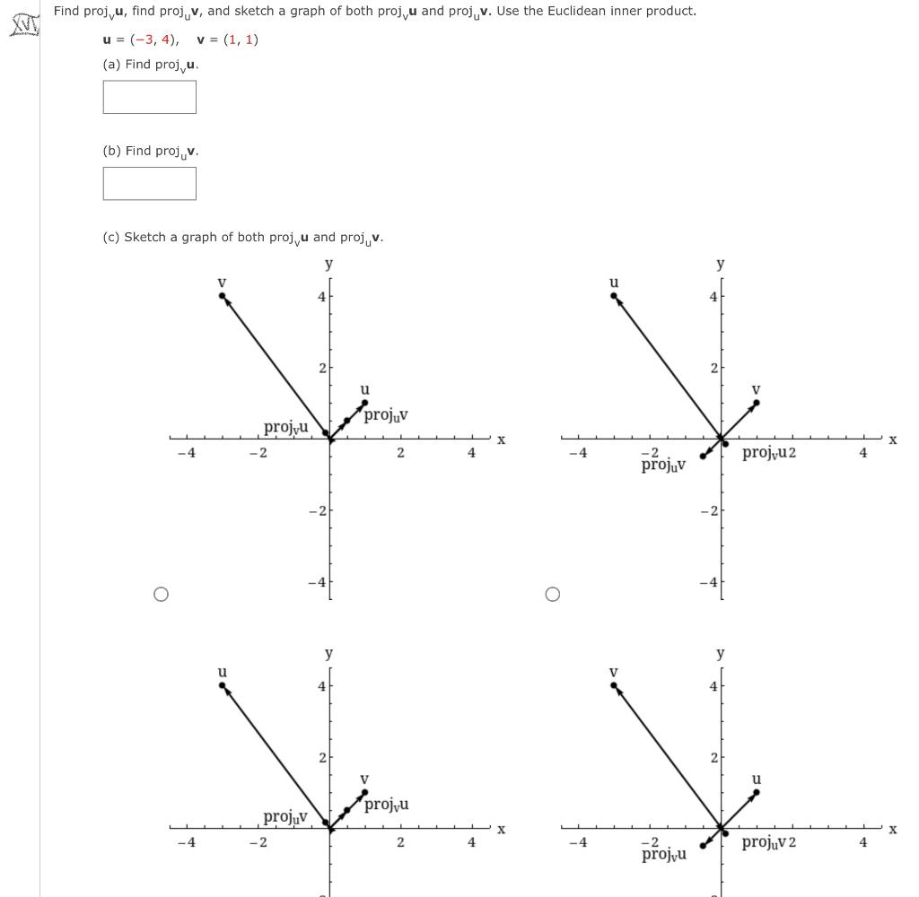 Solved Find proju, find projuv, and sketch a graph of both | Chegg.com