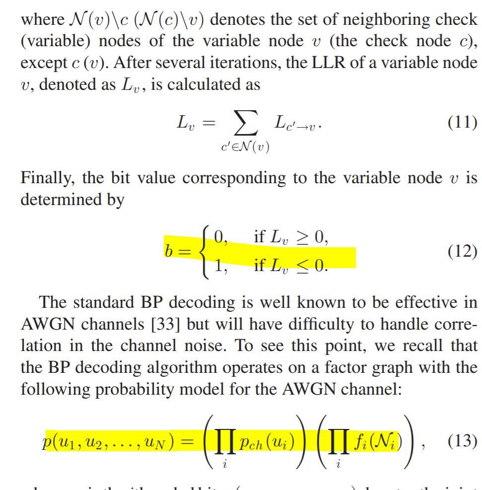 C Belief Propagation Decoding In Order To Make This