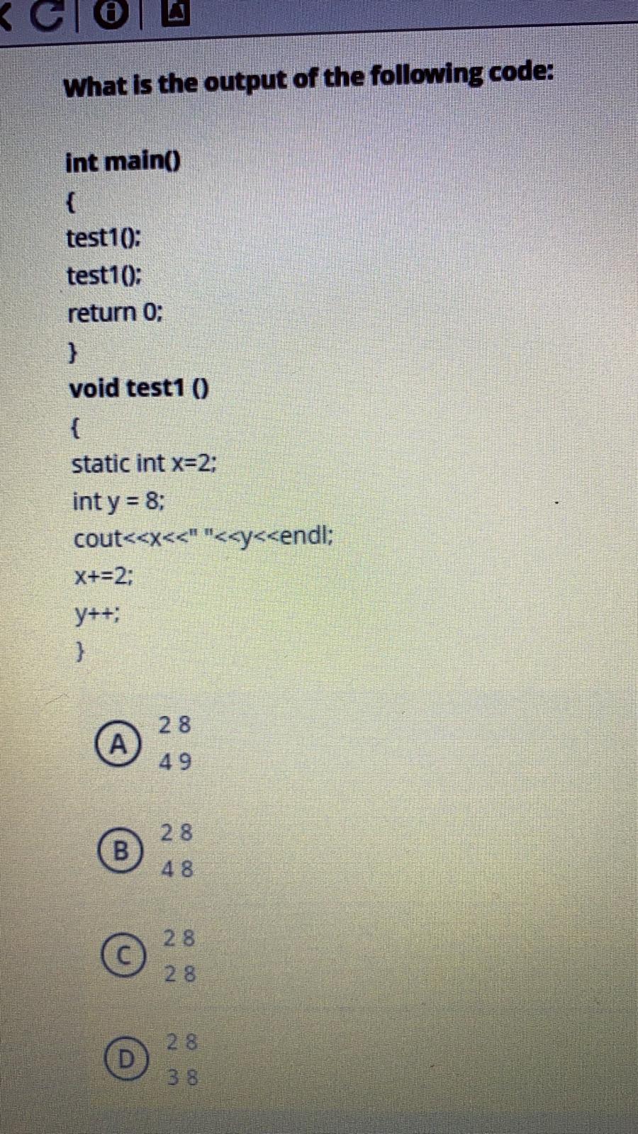 Solved 0 What is the output of the following code: int | Chegg.com