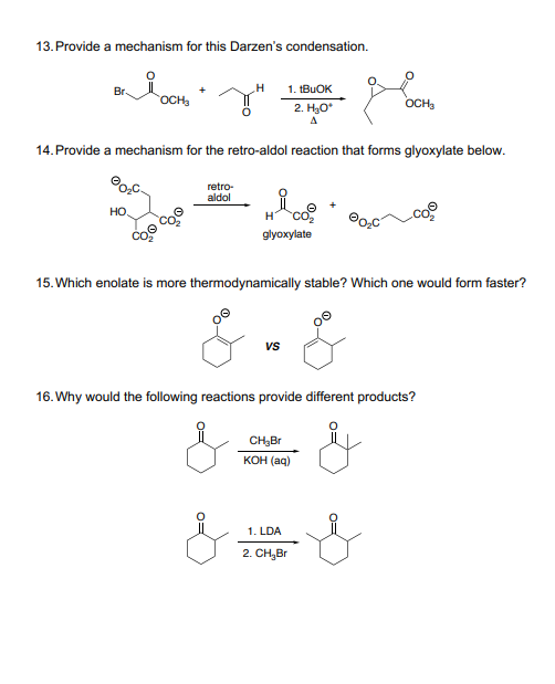 Solved 13. Provide a mechanism for this Darzen's | Chegg.com